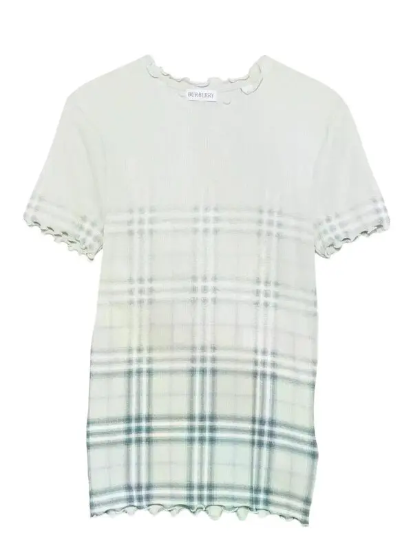 Burberry Check-pattern T-shirt With Ruffled Detail - Green