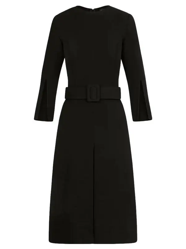 Oscar De La Renta Split-sleeve Wool-blend Dress - Black