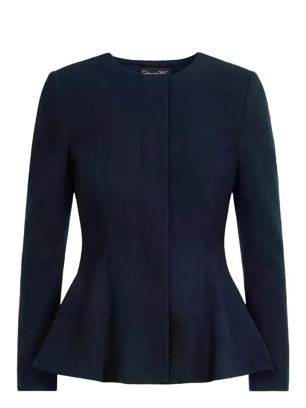 Oscar De La Renta Peplum Wool-blend Jacket - Blue