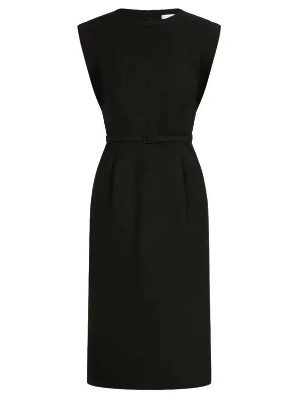 Oscar De La Renta Stitch-detailed Wool-blend Pencil Dress - Black