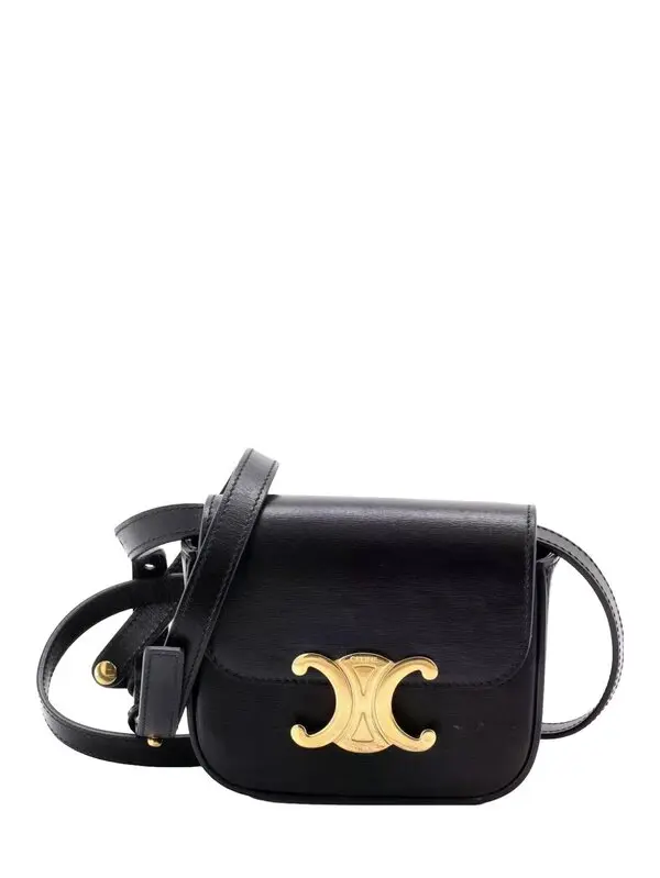 Celine Triomphe Smooth Calfskin Mini Crossbody Bag - Black