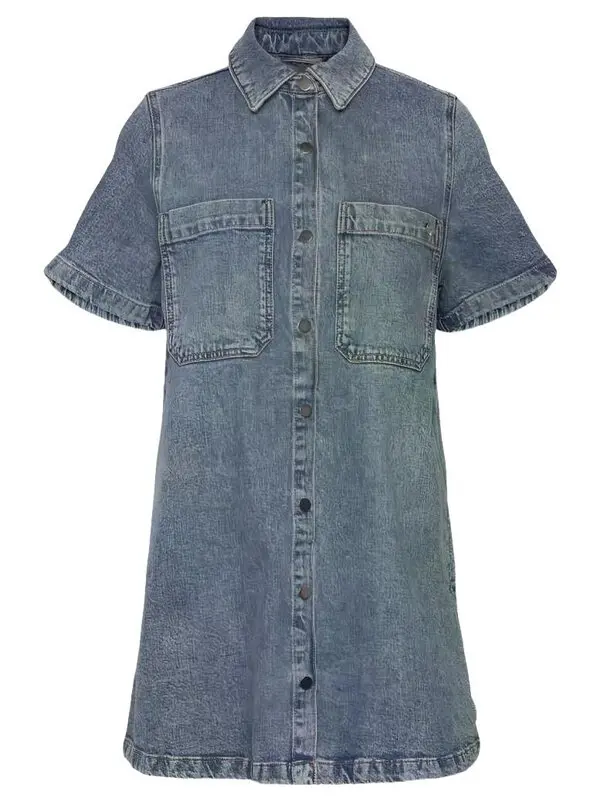 Hugo Buttoned Denim Mini Dress - Blue