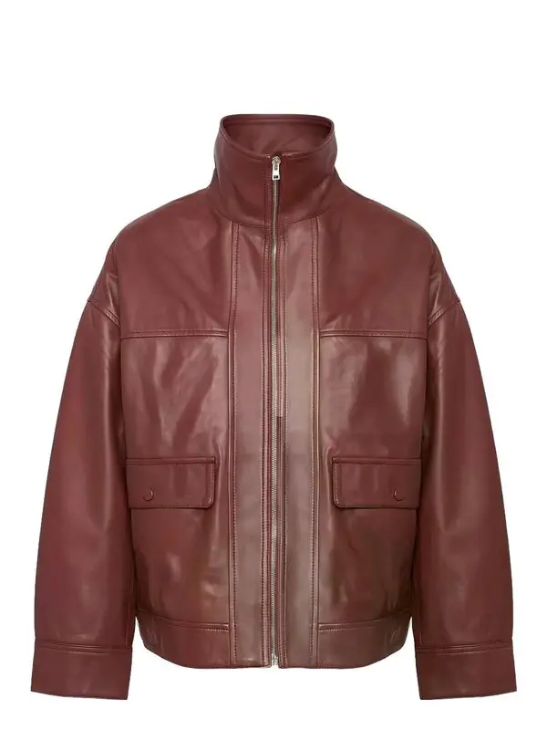 YVES SALOMON Bomber Zip Jacket - Red