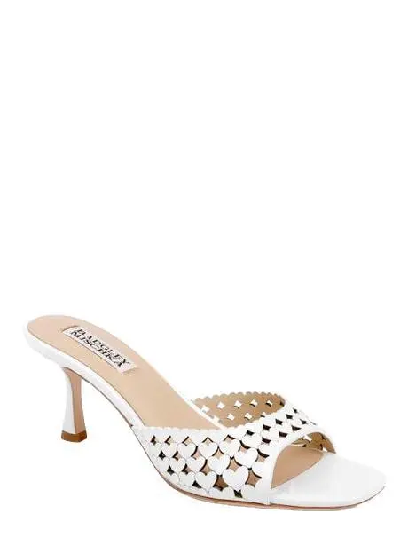 Badgley Mischka Windy Heart Cut Out Slide Sandal - White Patent