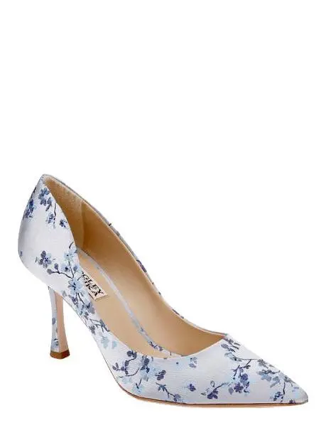 Badgley Mischka Wonder Floral Jacquard Pointed Toe Pumps - Light Blue
