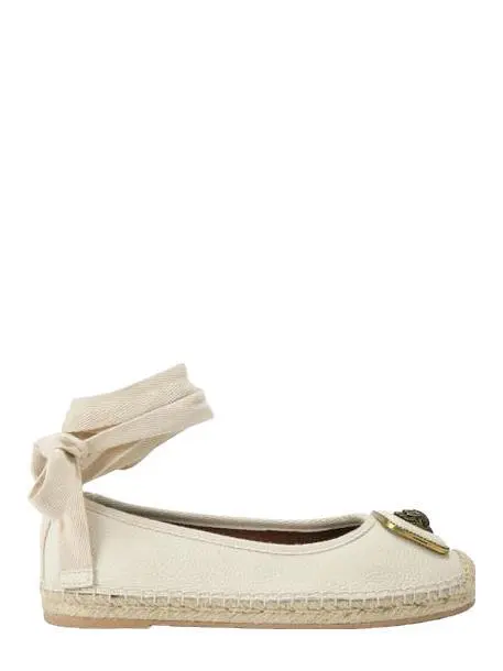 Kurt Geiger Pimlico Espadrille Ballet Flat With Ankle Ties - Natural