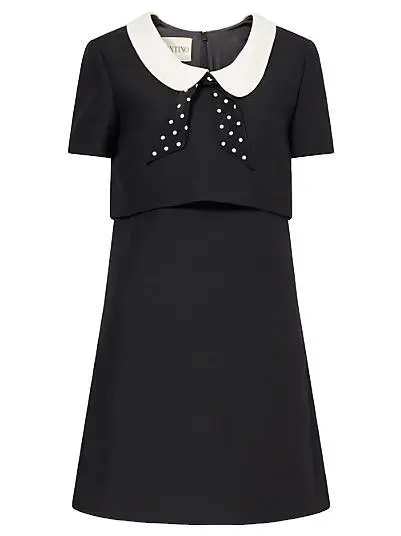 Valentino Garavani Contrast-collar Wool-silk Mini Dress - Nero Betulla
