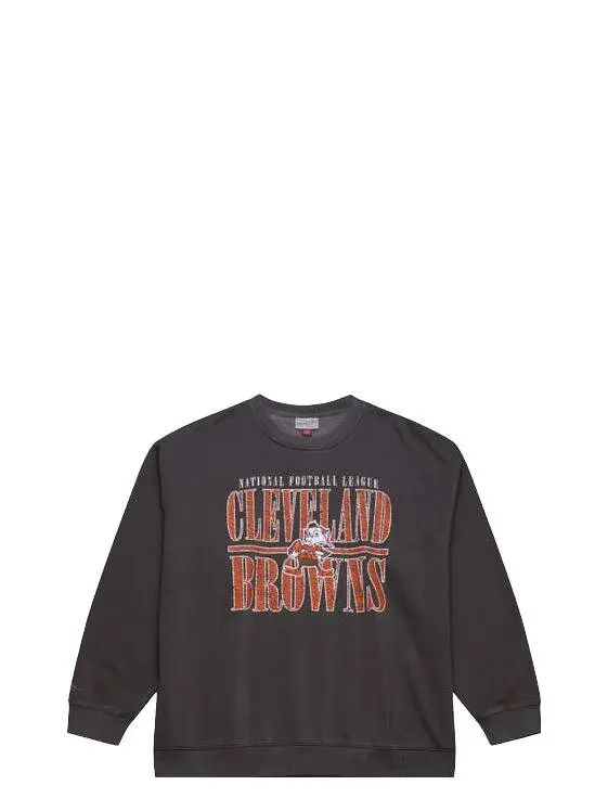 Mitchell & Ness Cleveland Browns Vintage Logo Crewneck Sweatshirt - Black