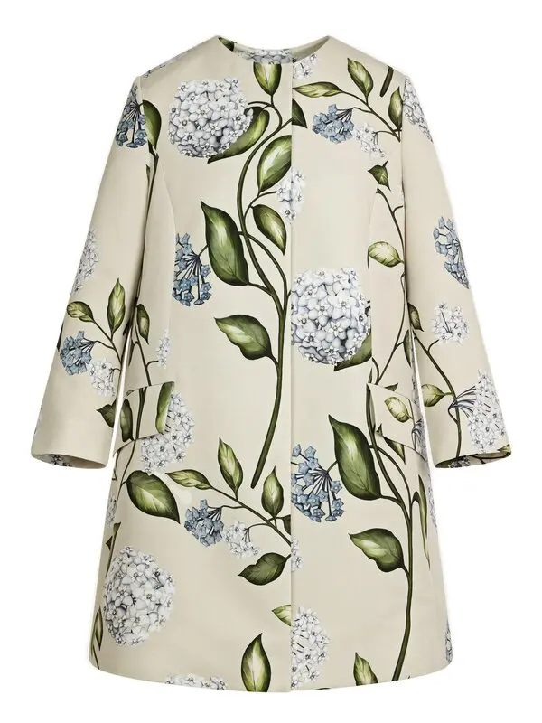 Oscar De La Renta Porcelain Flower Faille Coat - One-color
