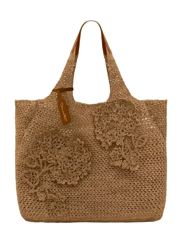 Oscar De La Renta The Topaz Crochet Raffia Tote - One-color