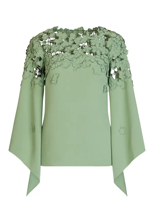 Oscar De La Renta Floral Appliquéd Lattice Blouse - One-color