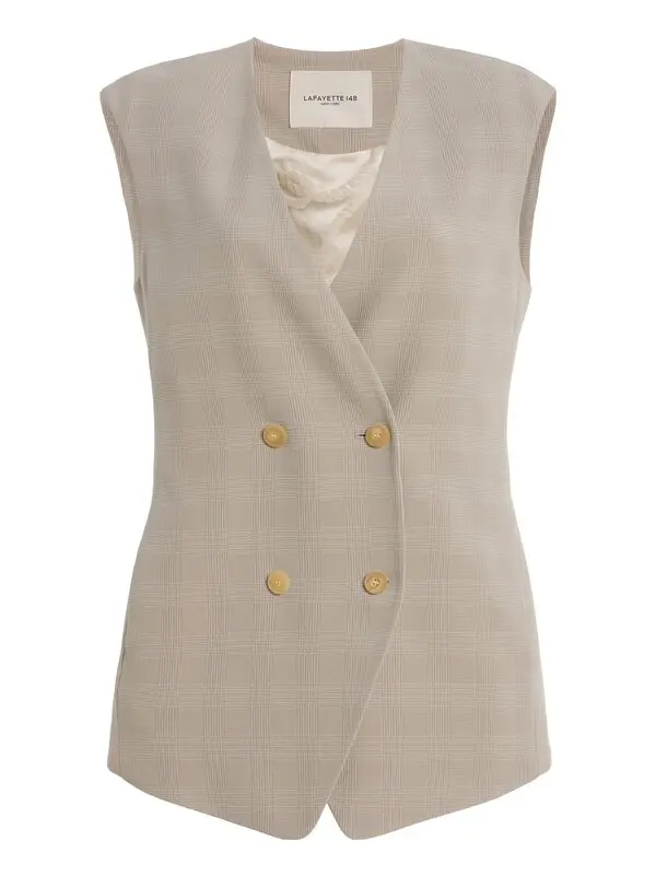 Lafayette 148 New York Collarless Double-breasted Vest - Neutral