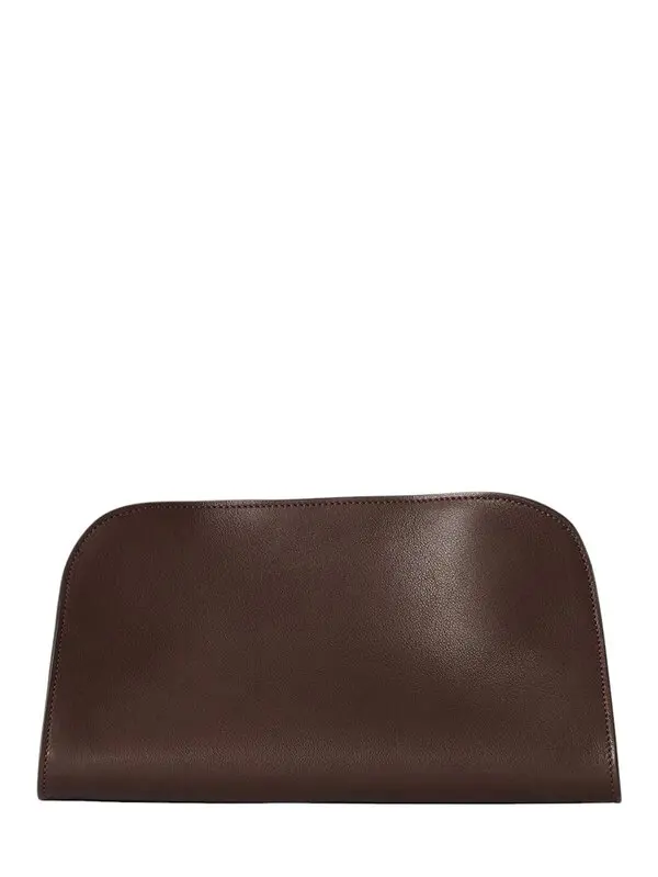 THE ROW Peggy Leather Clutch - Brown