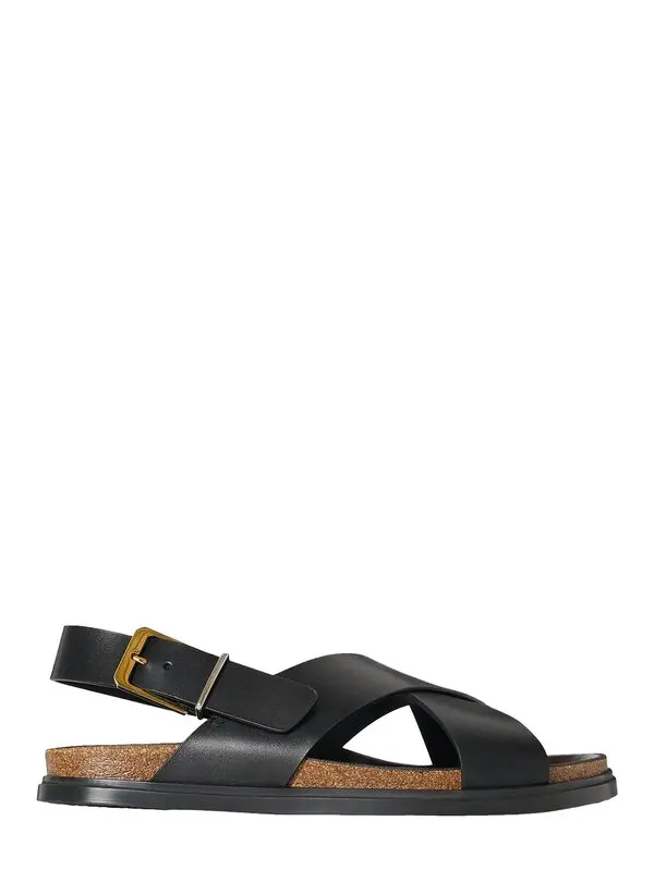 THE ROW Buckle Leather Sandals - Black