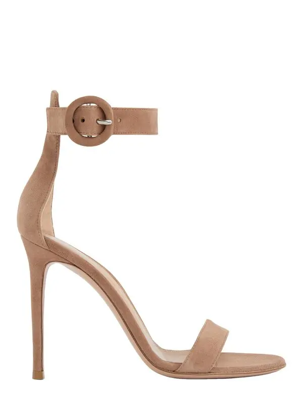 GIANVITO ROSSI Portofino Metallic Leather Sandals - Pink
