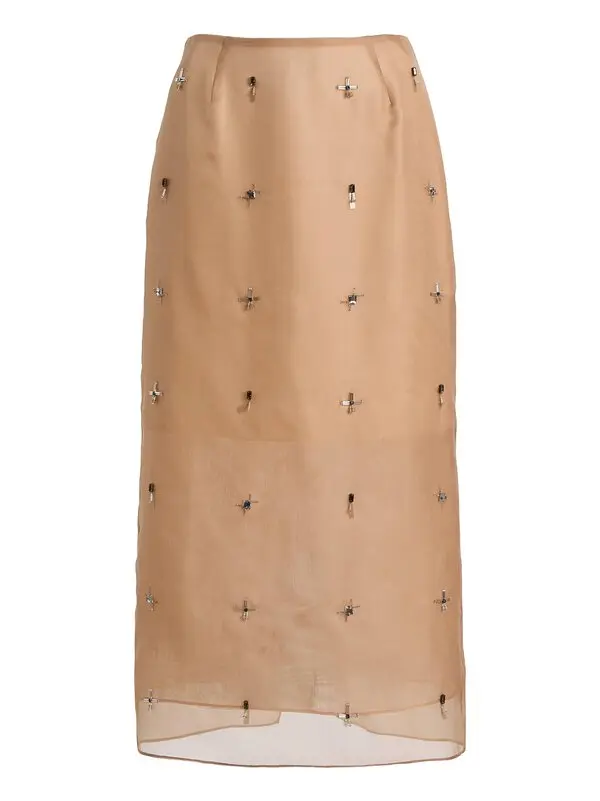 Lafayette 148 New York Silk Pencil Skirt - Brown