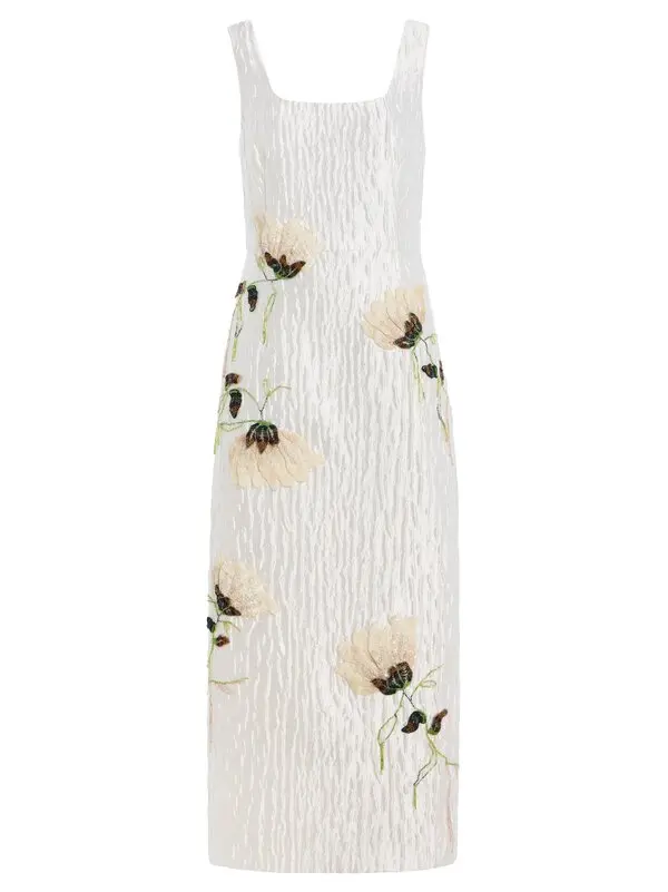 Simkhai Lilibeth Floral Jacquard Midi Dress - White