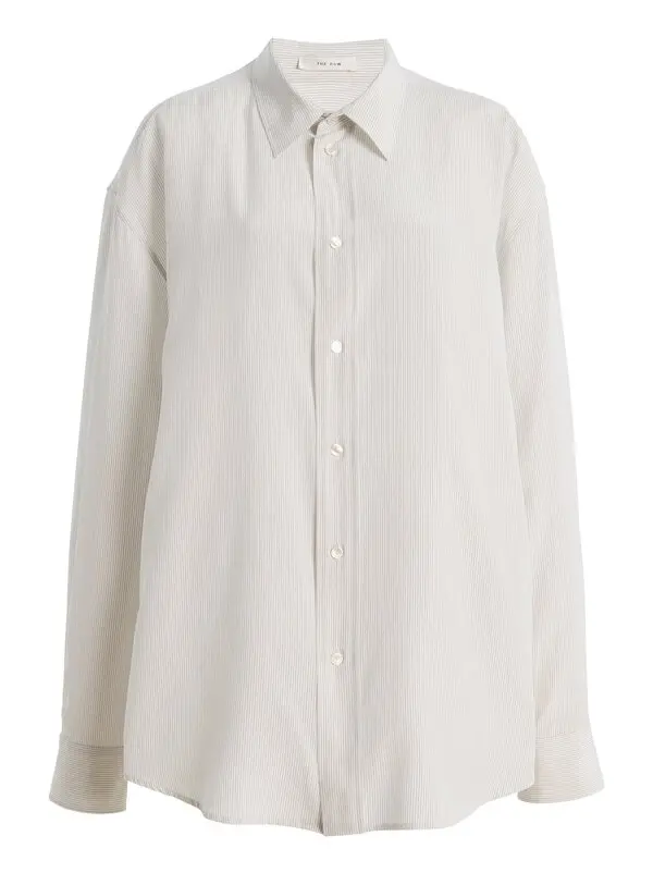 THE ROW Fiora Pinstriped Silk Shirt - Blue
