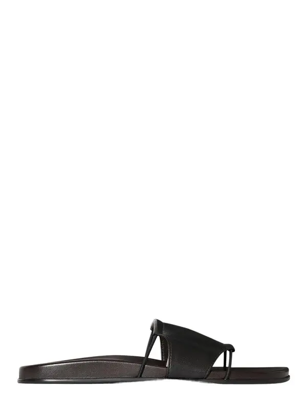 THE ROW Vivienne Leather Slide Sandals - Black