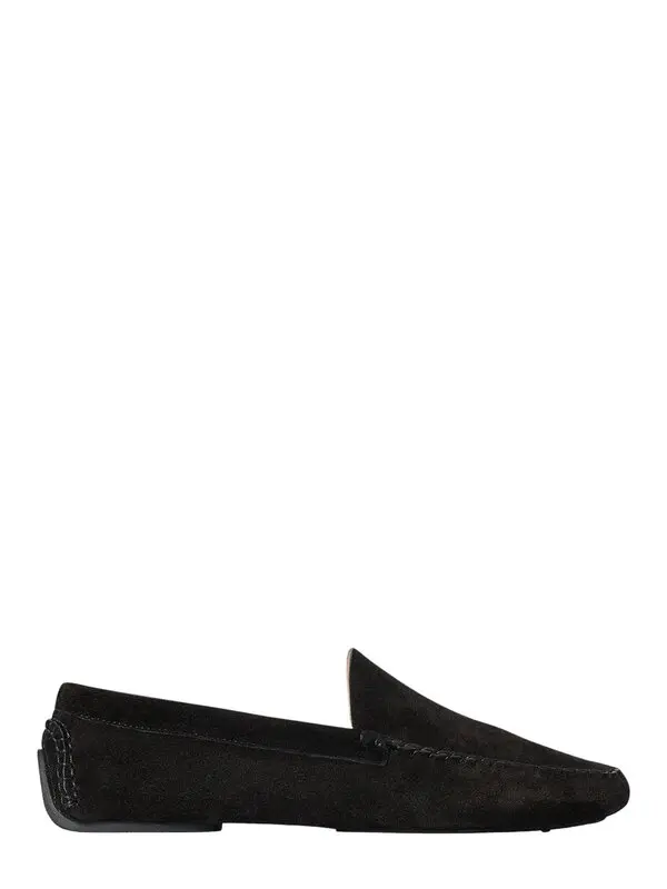 THE ROW Lucca Suede Loafers - Black