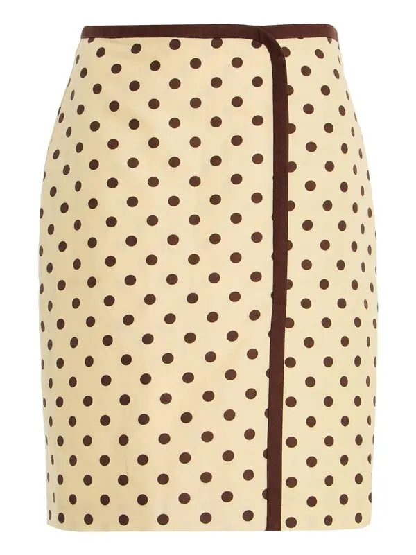 Posse Bowie Polka-dot Linen-cotton Midi Skirt - Yellow