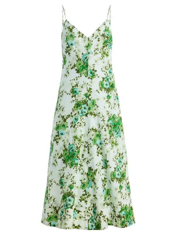 Cara Cara Mae Floral Linen Dress - Green