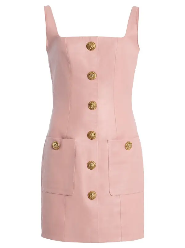 Balmain Leather Short Dress - Pink