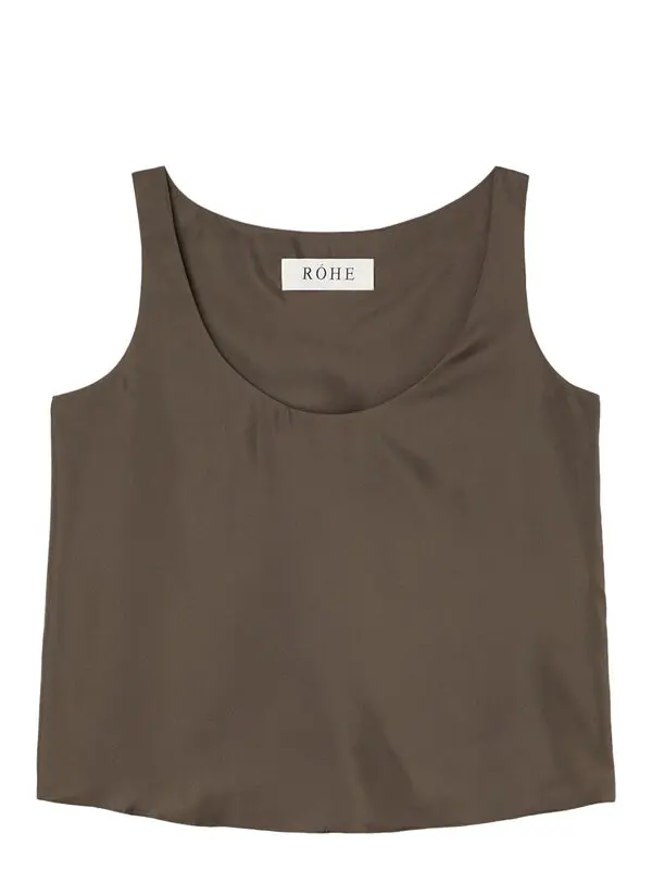 RÓHE Silk Scoop-neck Top - Brown