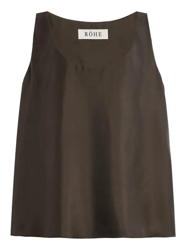 RÓHE Silk Scoop-neck Top - Brown