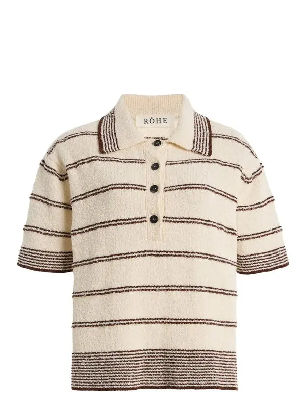 RÓHE Cotton-blend Terry Cloth Polo Shirt - Stripe