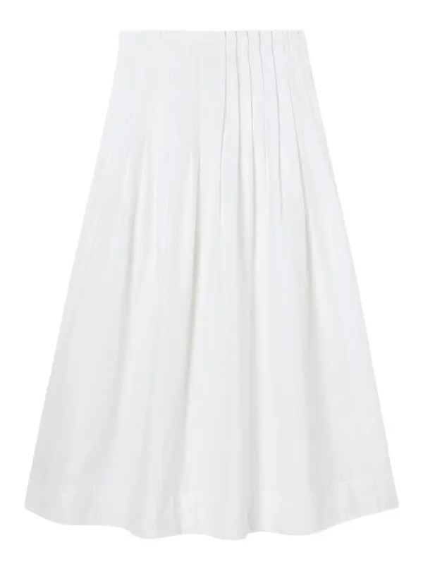 RÓHE Pleated Cotton-poplin Maxi Skirt - White