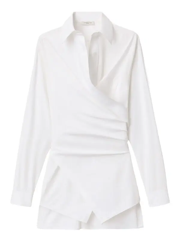 Lafayette 148 New York Long Sleeve Convertible Blouse - White