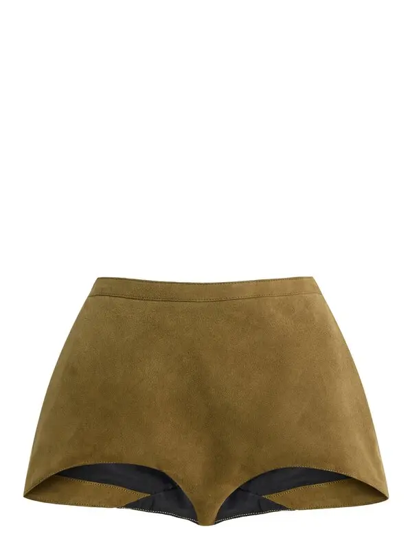 SLOAN Exclusive Suede Micro-mini Shorts - Olive
