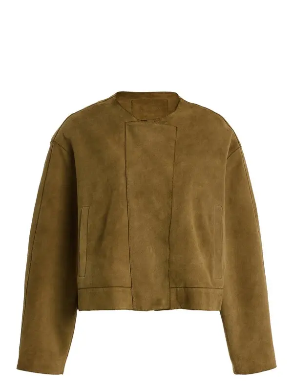 SLOAN Suede Bomber Jacket - Olive