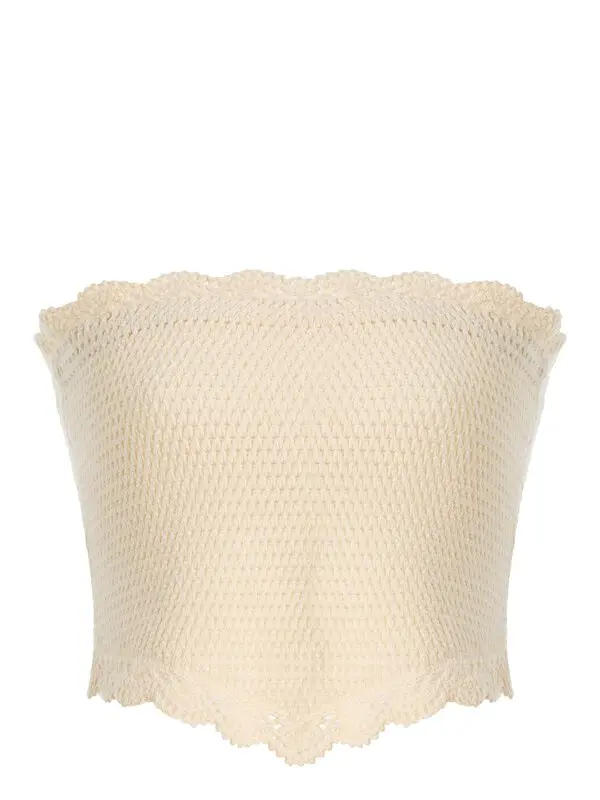 Posse Dylan Strapless Crocheted Crop Top - Ivory