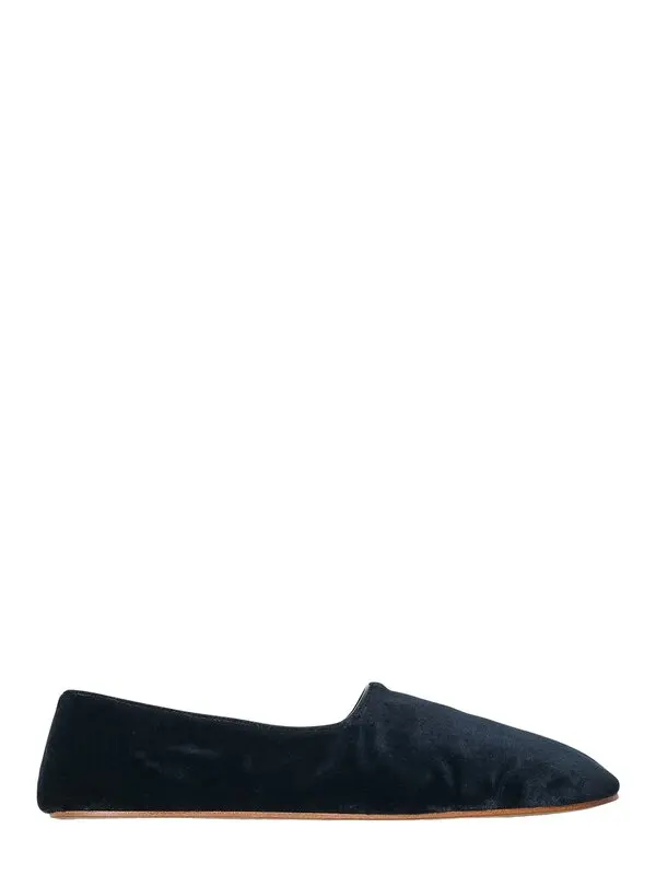 THE ROW Ponti Cotton Velvet Slippers - Navy