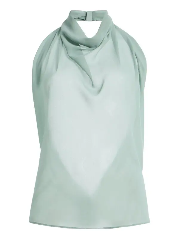 SLOAN Georgette Halter Neck Top - Blue