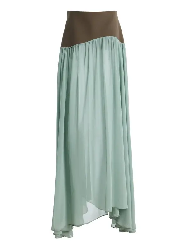 SLOAN Wave Crepe Maxi Skirt - Blue