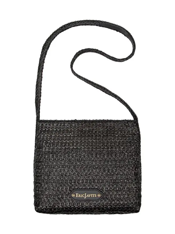 Eric Javits Woven Raffia Crossbody Bag - Black