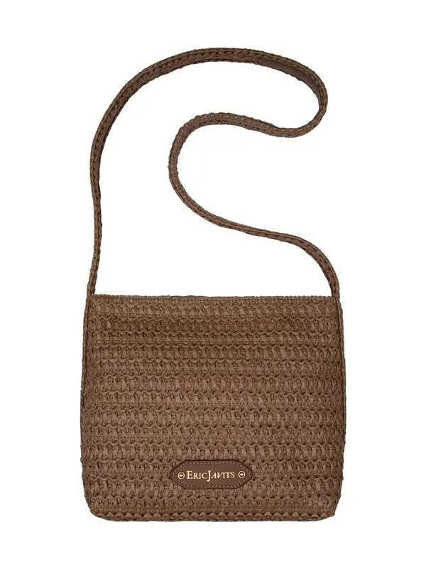Eric Javits Woven Raffia Crossbody Bag - Cafe