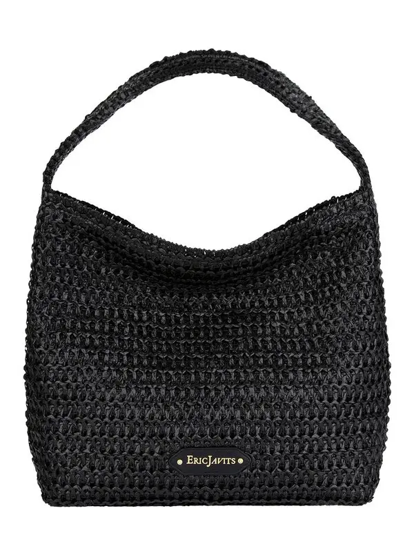 Eric Javits Kokomo Woven Raffia Hobo Shoulder Bag - Black