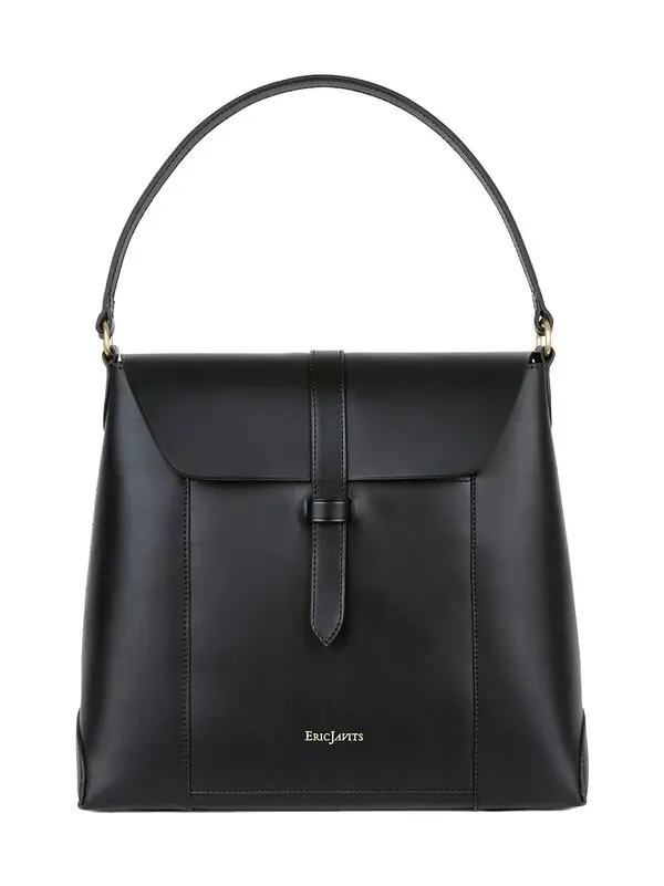 Eric Javits Regent Backpack In Vegetable Tanned Leather With Adjustable Straps - Black