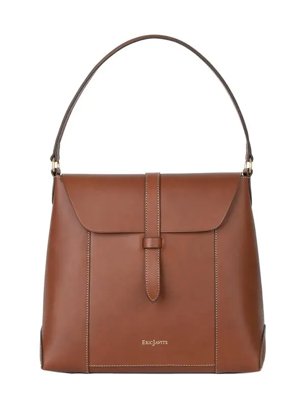 Eric Javits Regent Backpack In Vegetable Tanned Leather With Adjustable Straps - Saddle