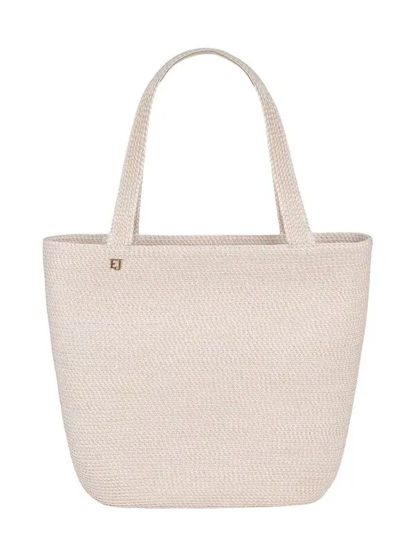 Eric Javits Tote Ii – Man-made Raffia Material, Top Zip Closure, Interior Pockets - Cream