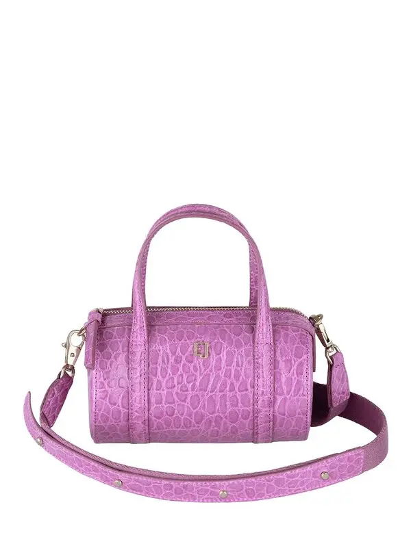Eric Javits Mini Embossed Leather Duffle With Detachable Strap - Lavender