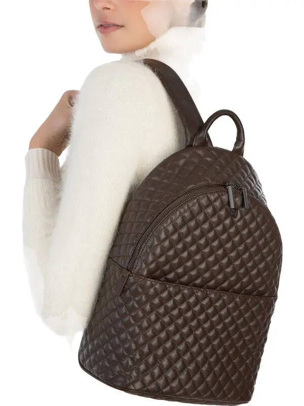 Eric Javits Quilty Backpack Leather Material - Chocolate