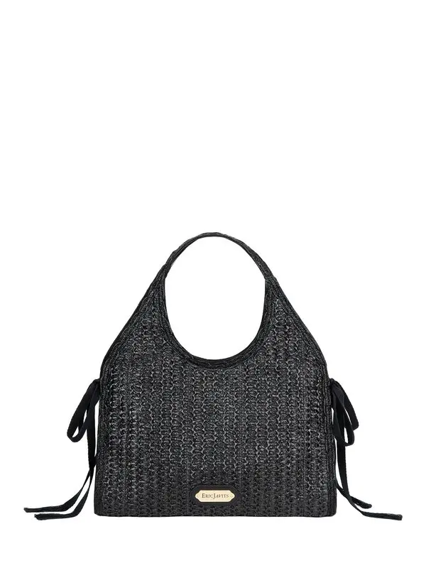 Eric Javits Sweetie Woven Raffia Straw Shopping Tote With Magnetic Snap Closure - Originalblack