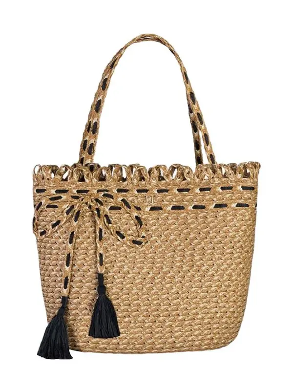 Eric Javits Squishee St. Tropez Straw Tote - Natural Black