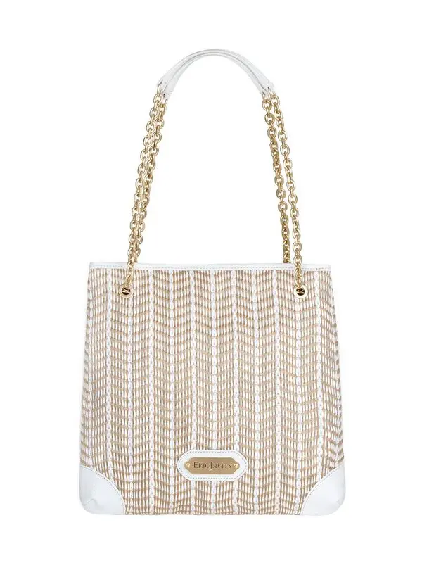 Eric Javits Antibes Raffia Shoulder Bag - White Mix