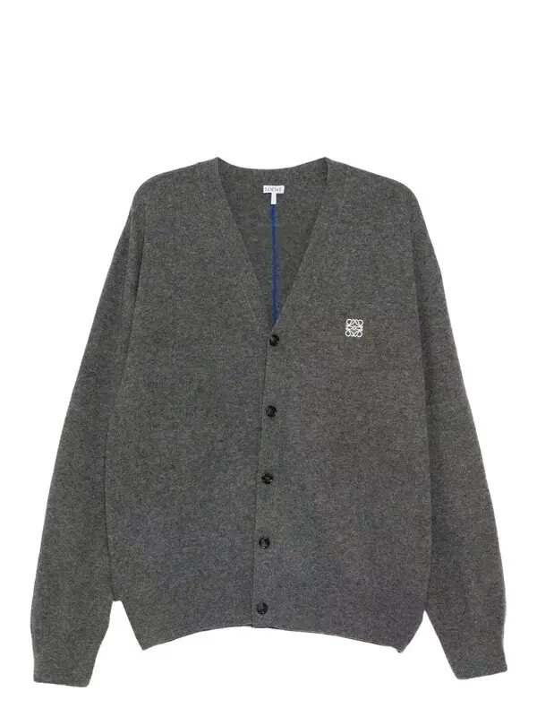 Loewe Logo-embroidered Cardigan - Grey